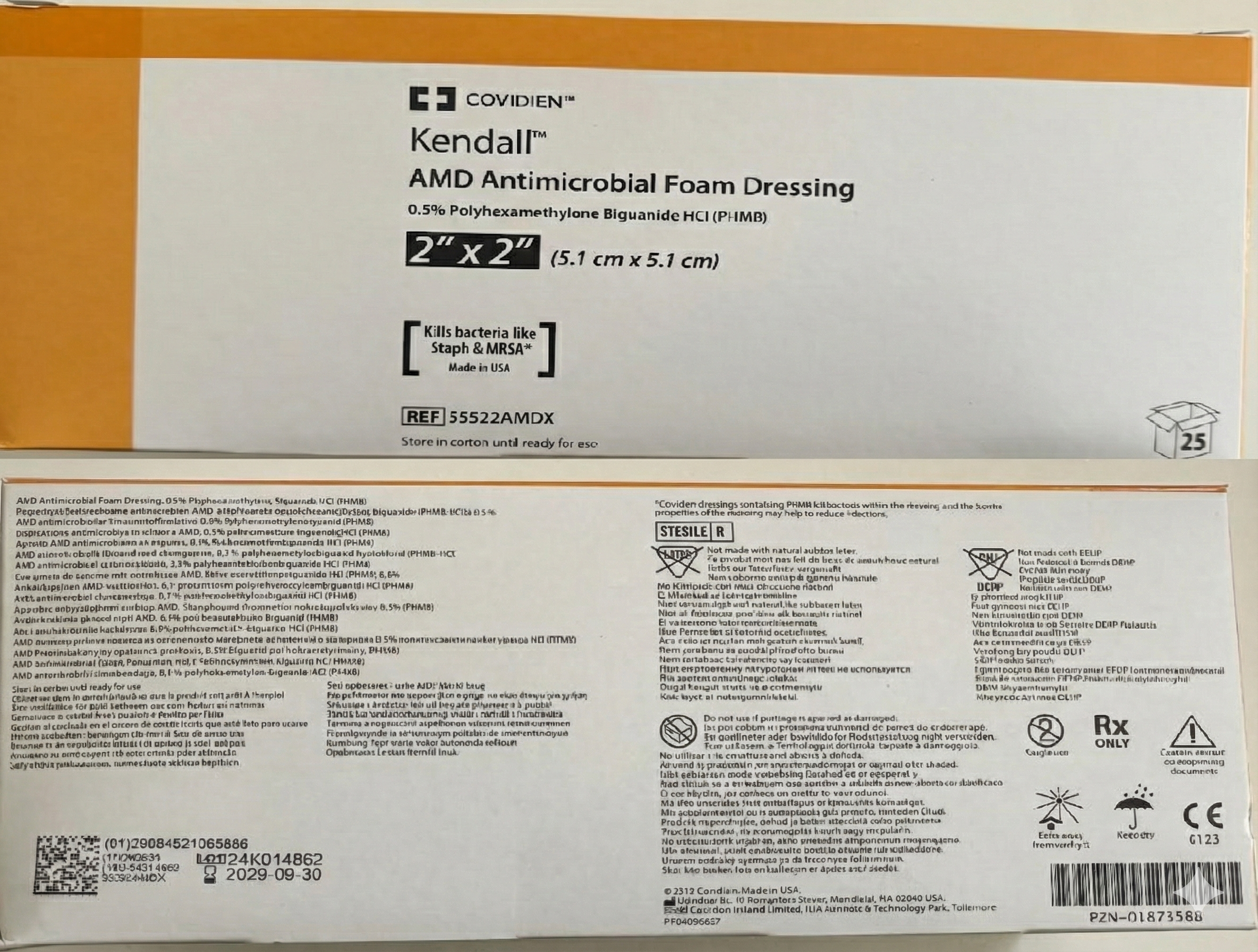 Kendall AMD Antimicrobial Foam Dressings 2" x 2" (5.1cm x 5.1cm) Pack ...