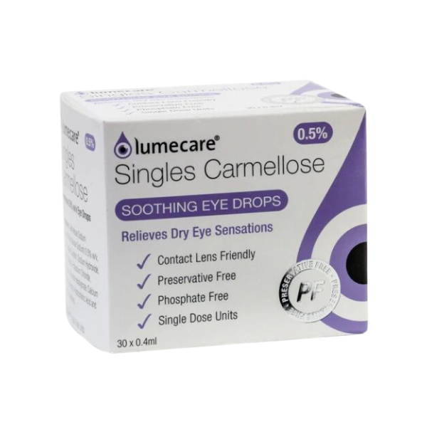 Lumecare Carmellose Eye Drops 0.5% - 30x 0.4ml (12 Hour Eye Drops) – UK ...